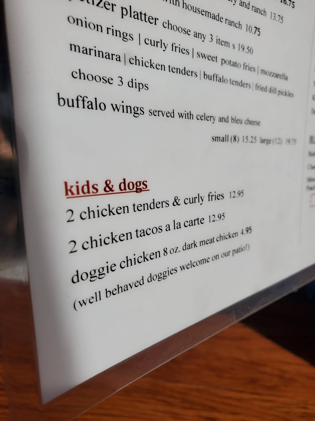 Menu at Birds pub & bar, Los Angeles