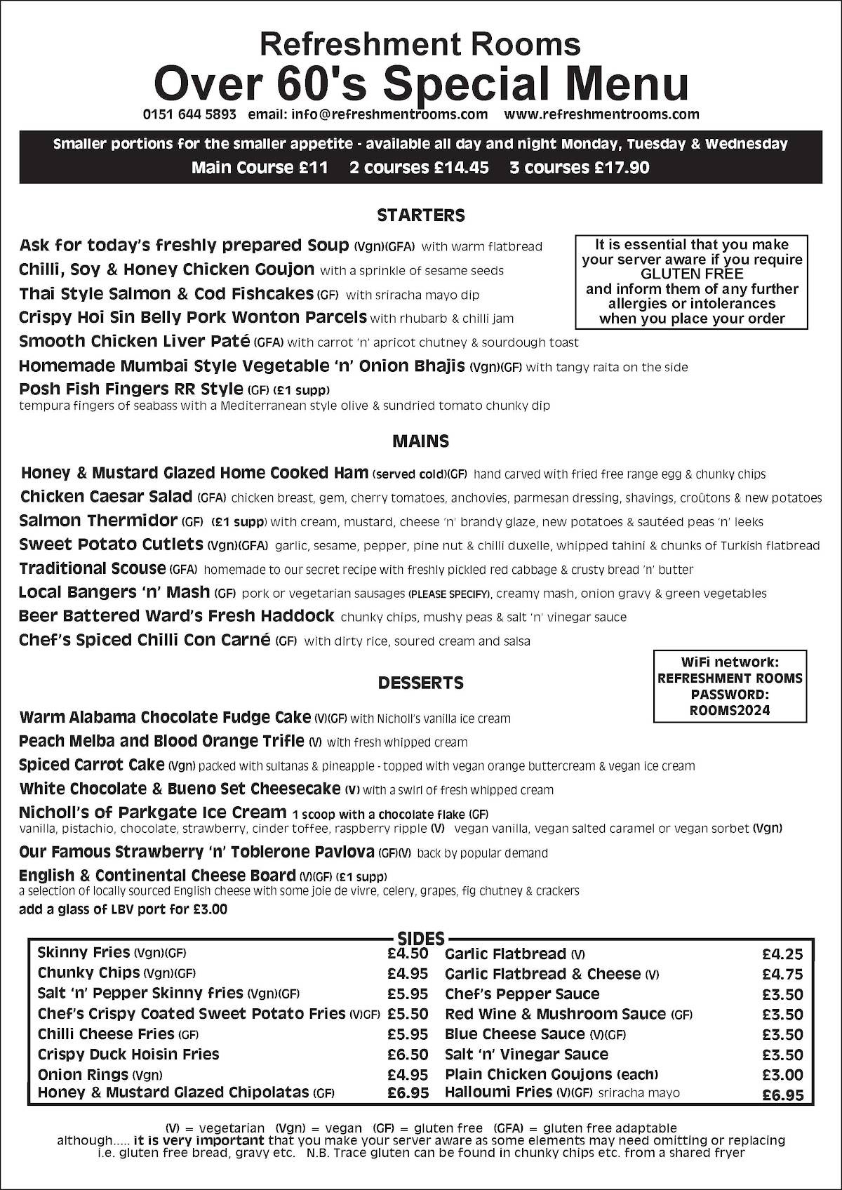 Menu at The Refreshment Rooms pub & bar, Birkenhead
