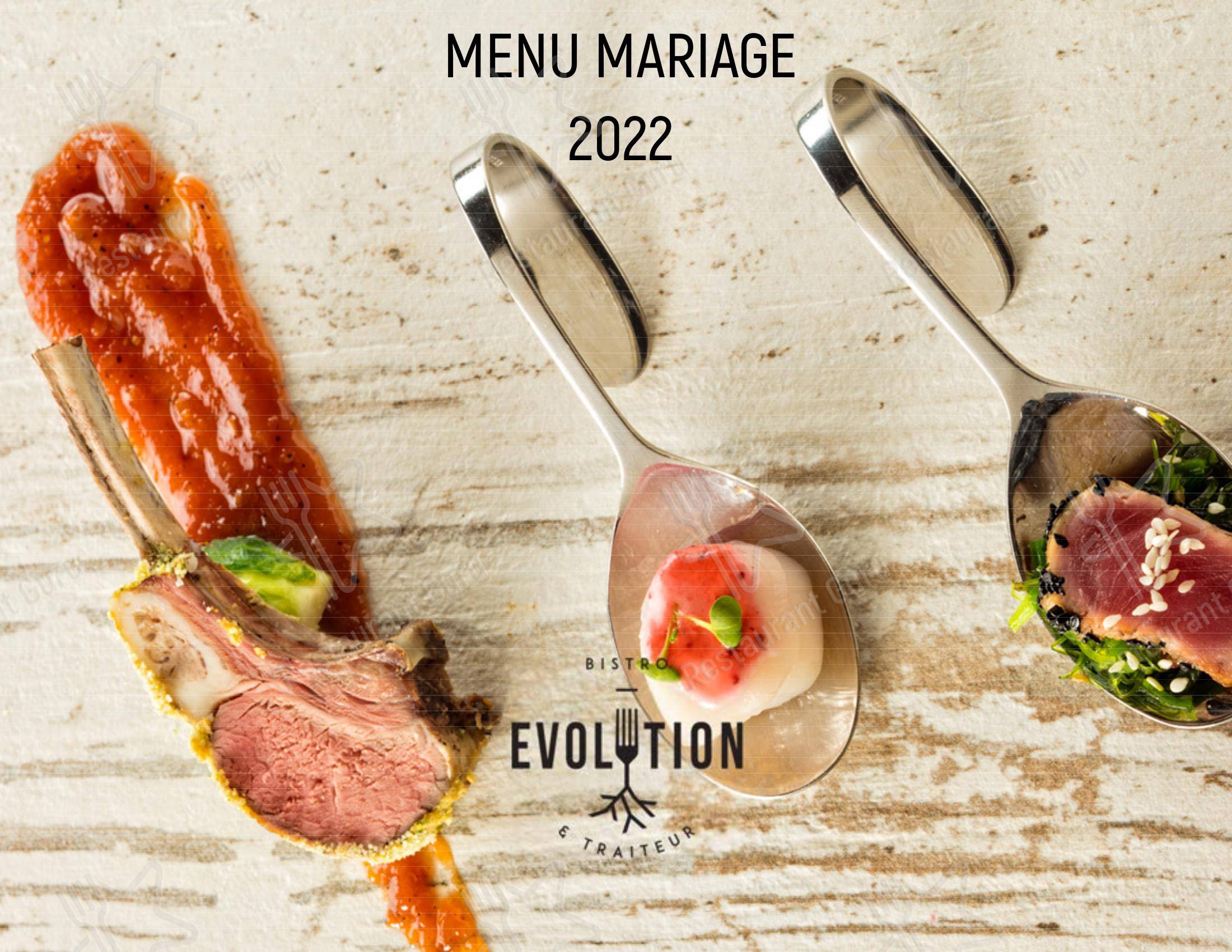 Menu au Bistro Evolution restaurant, Levis