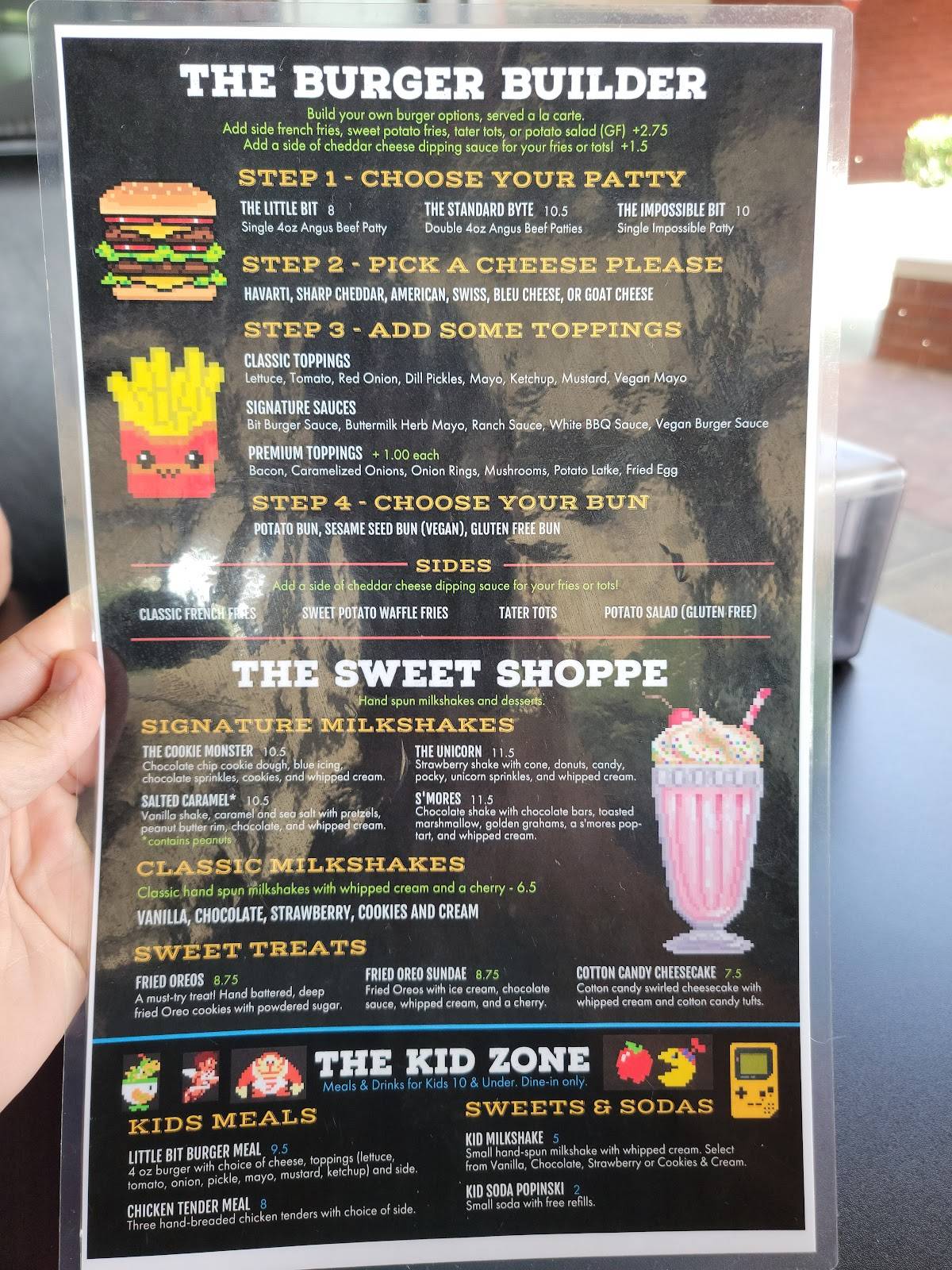 Menu at Bit Burger restaurant, Knoxville, 151 N Seven Oaks Dr