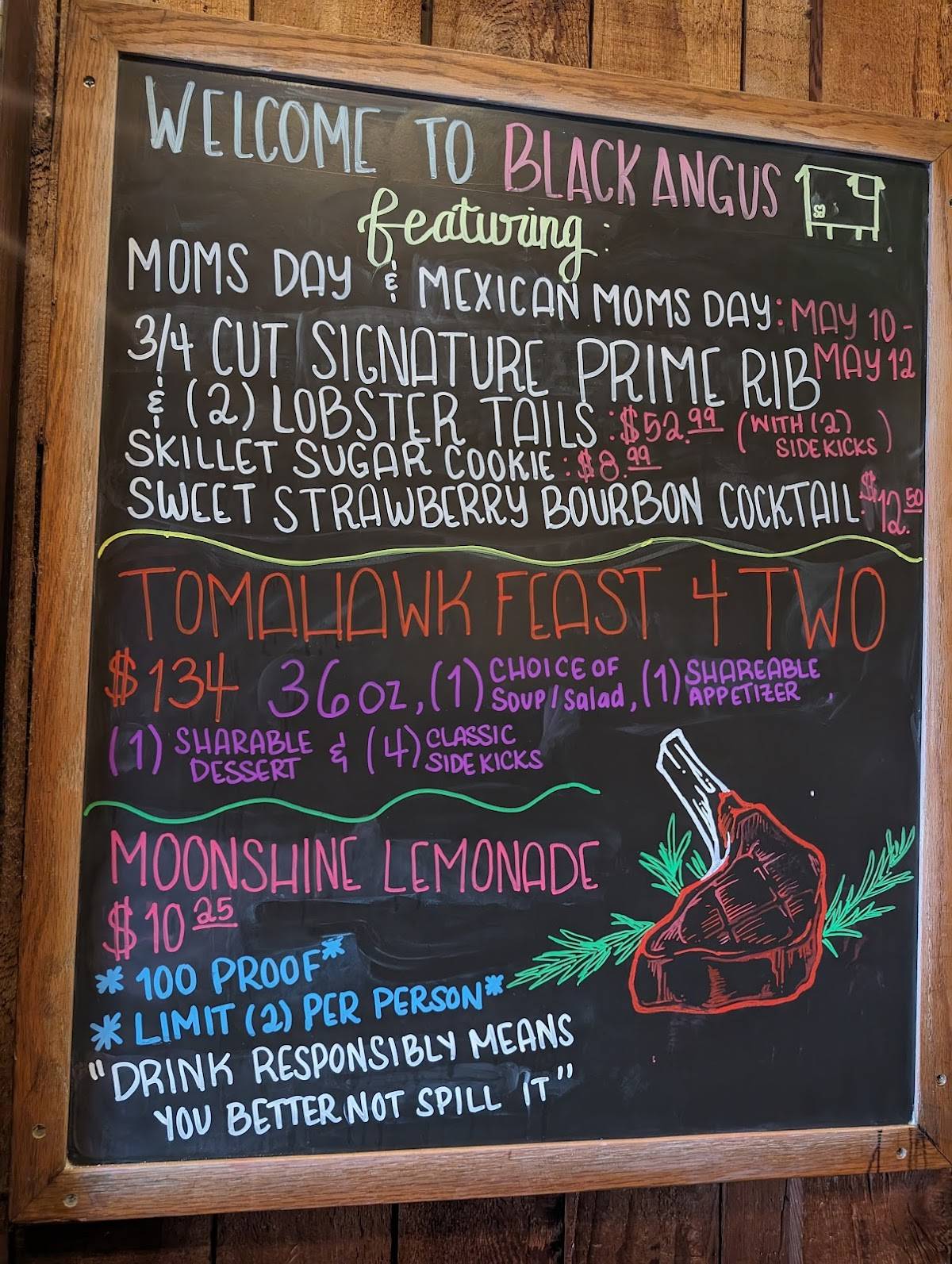 Menu at Black Angus Steakhouse, Pearl City