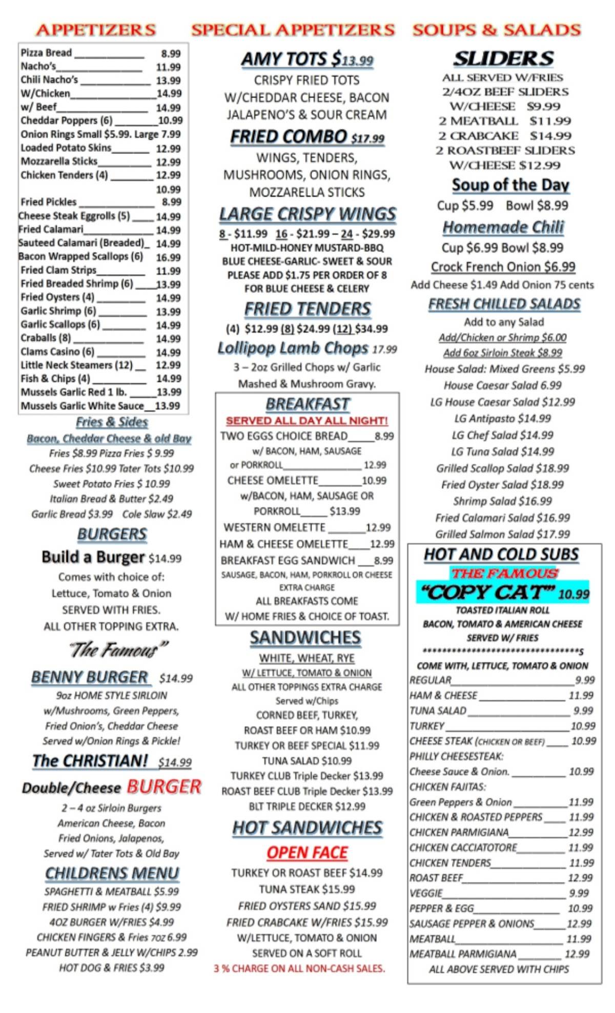 Menu at Black Cat Bar & Grill, Absecon, 1 N Shore Rd