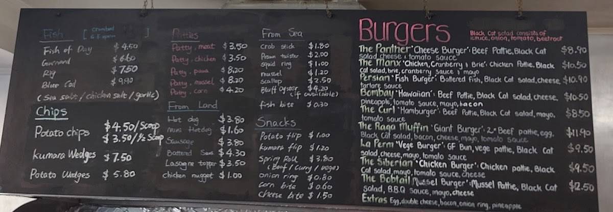 Menu at Black Cat Takeaways Nelson fast food, Nelson