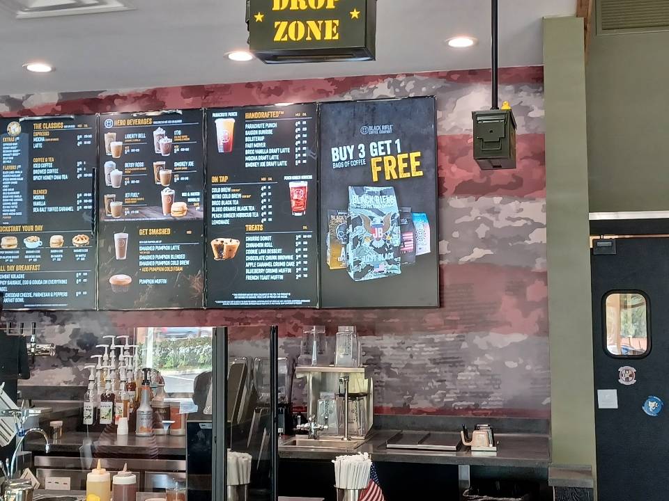 Menu at Black Rifle Coffee Company, Fleming Island