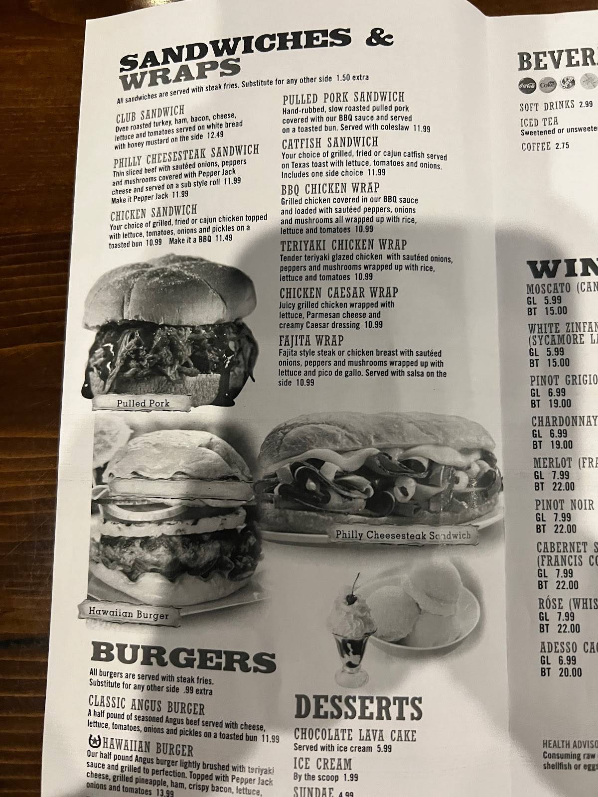 Menu at Black Stallion Steakhouse, Columbia