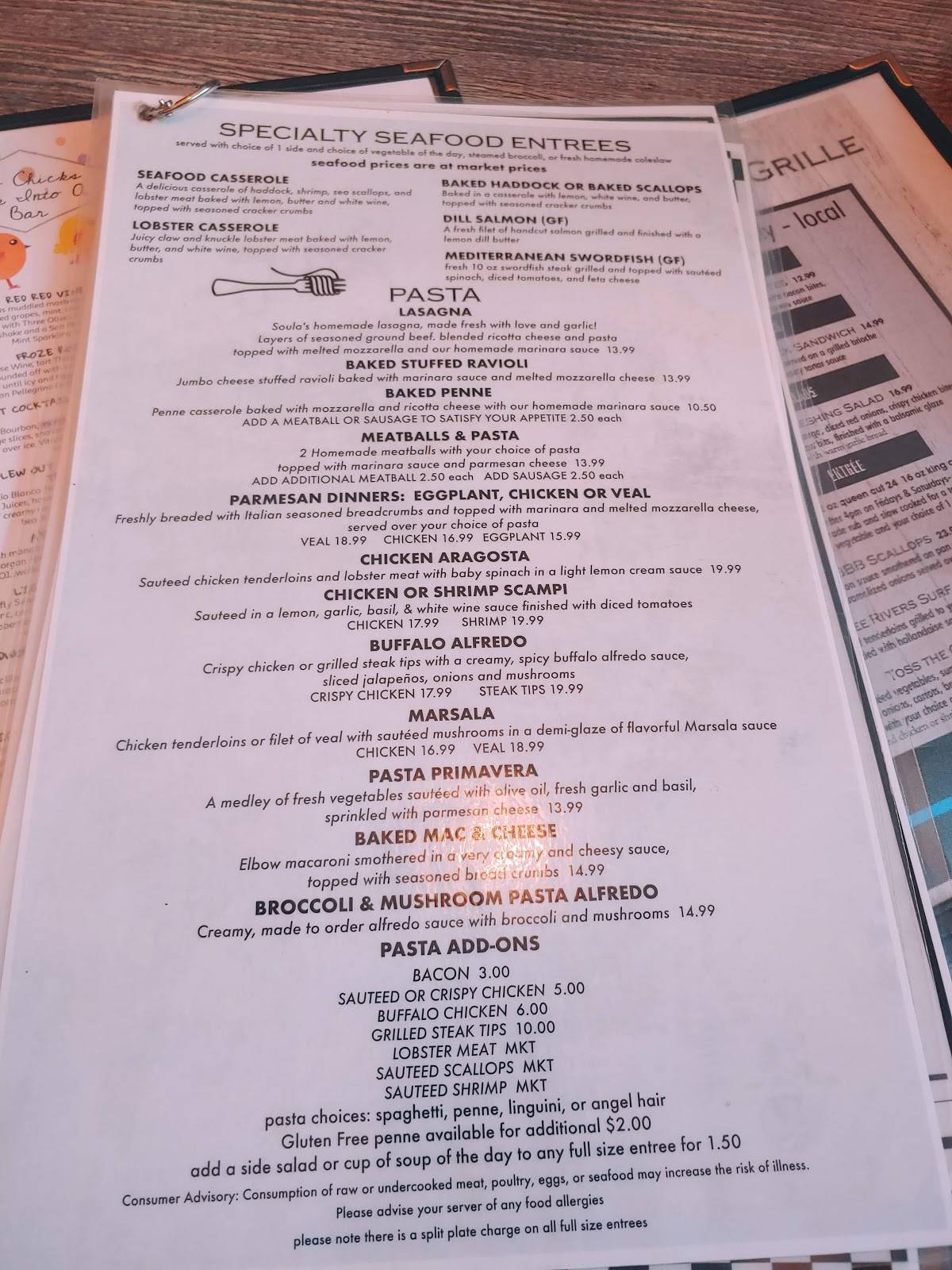 Menu at Black & White Grille restaurant, Spencer