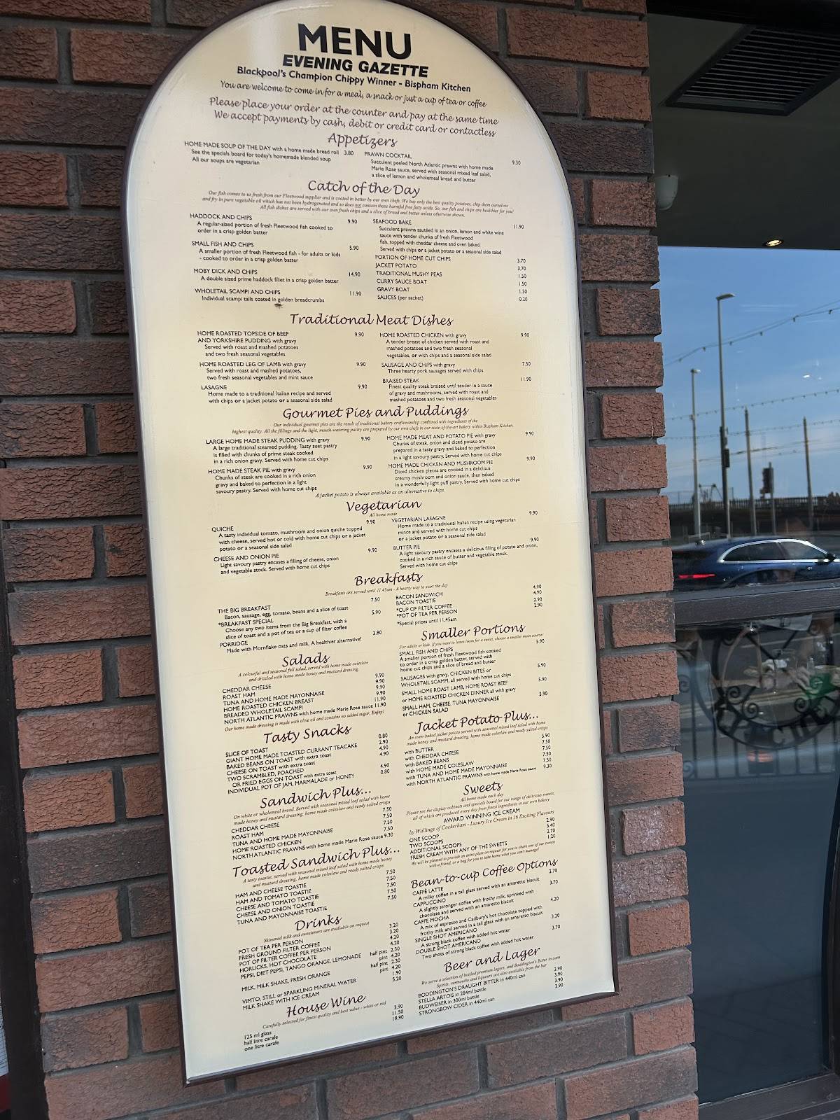 Menu at Bispham Kitchen restaurant, Blackpool