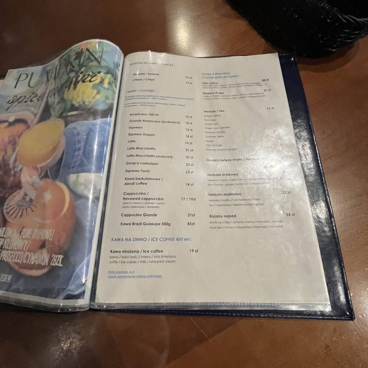 Menu at Błękitny Pudel pub & bar, Sopot