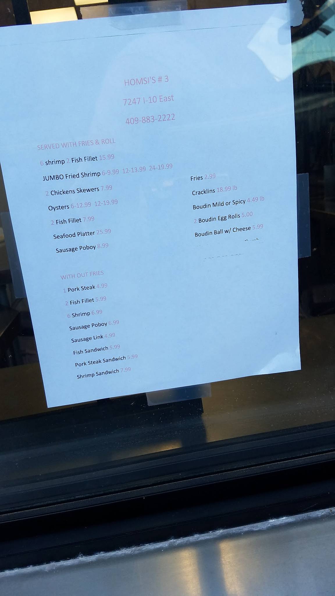 Menu at Bliss Box - Boudin restaurant, Orange