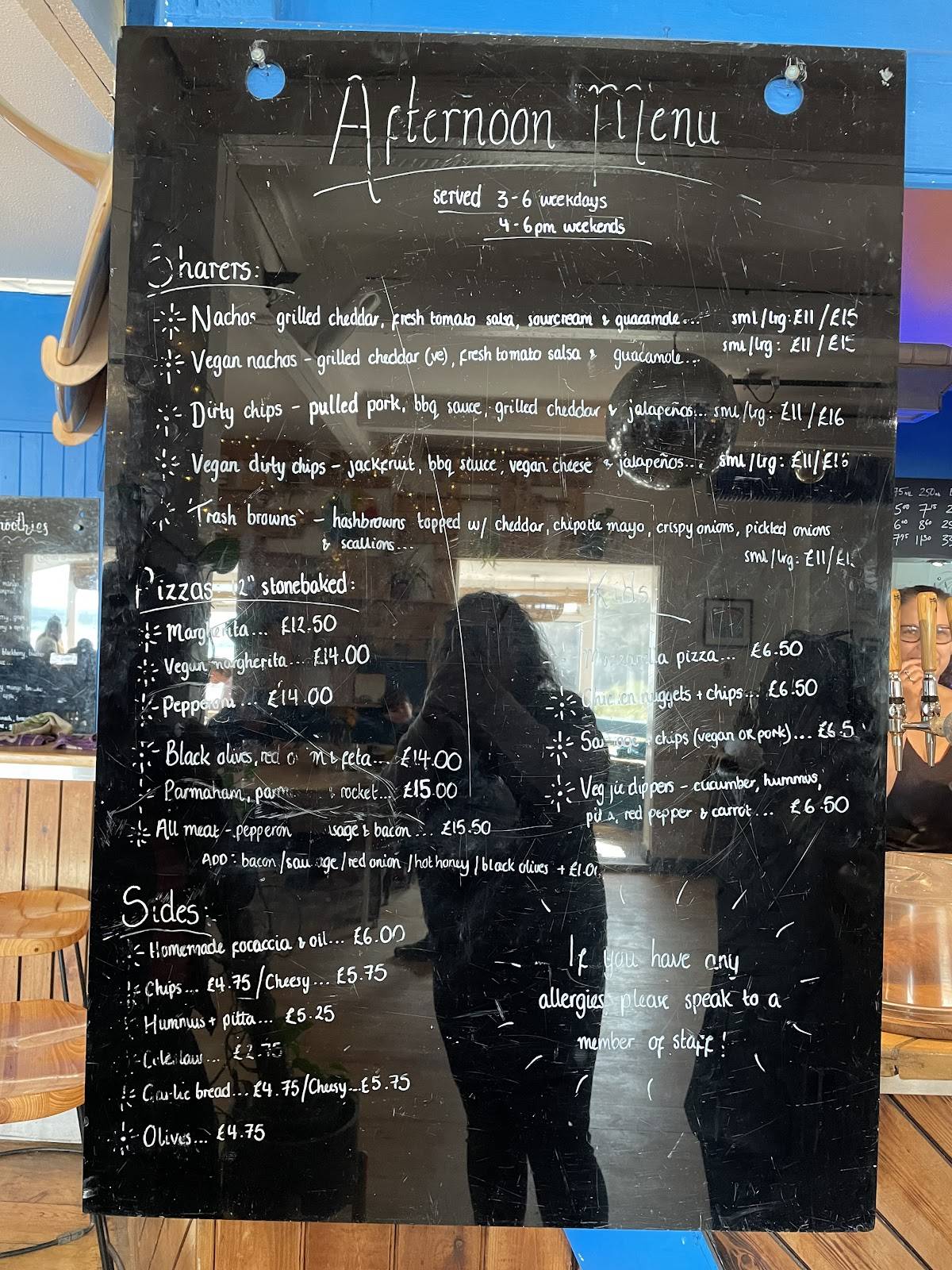 Menu at Blue Bar, Porthtowan
