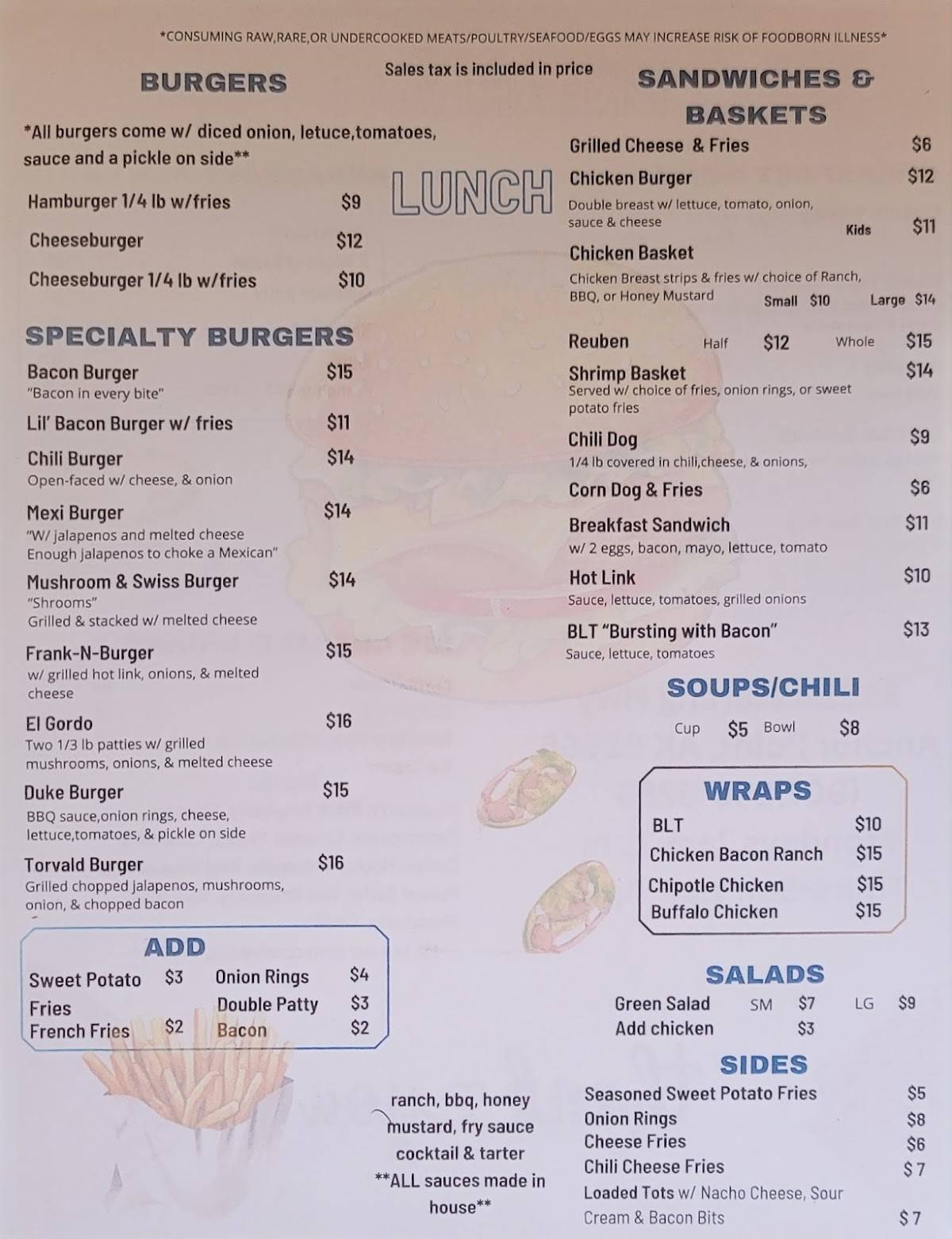 Menu at Blue Bus Diner restaurant, Anchor Point, Sterling Hwy