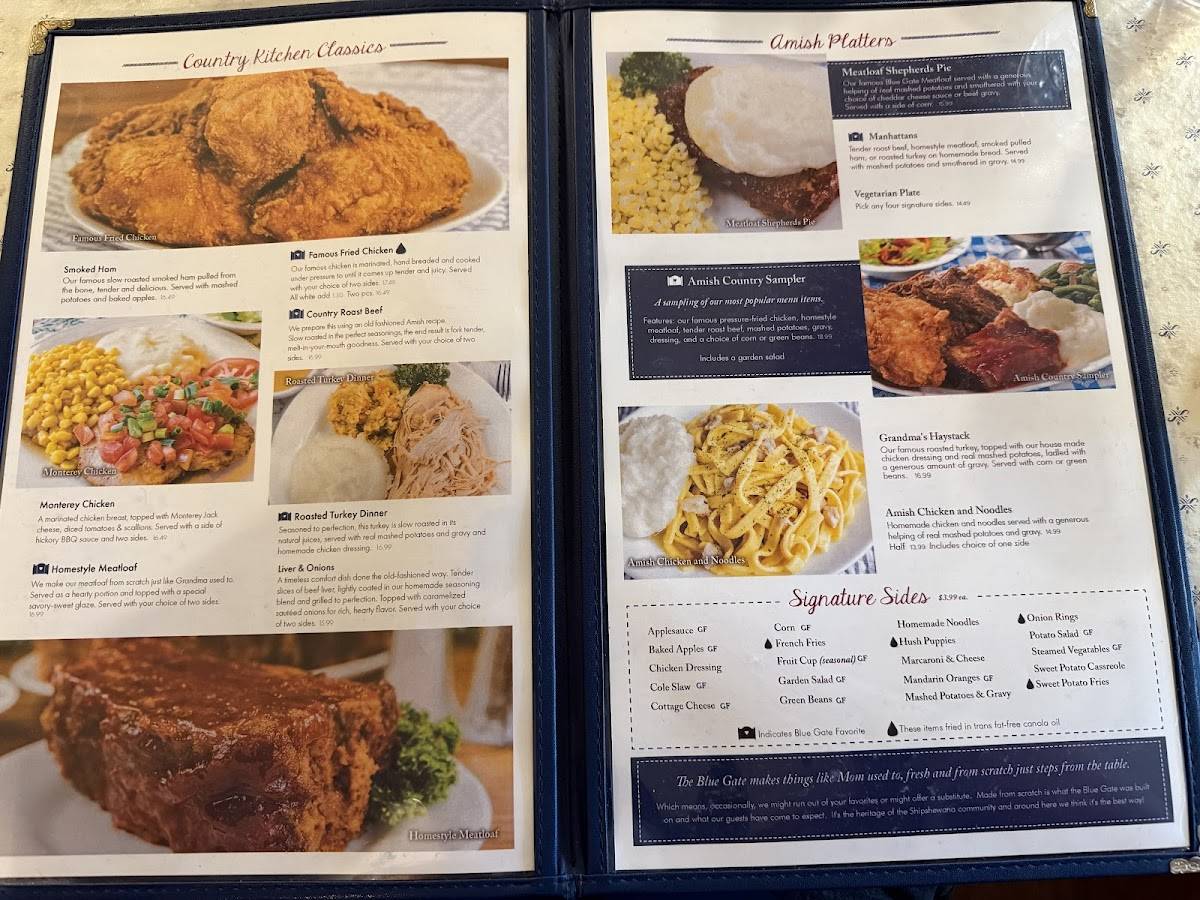 Menu at Blue Gate Restaurant & Bakery, Shipshewana