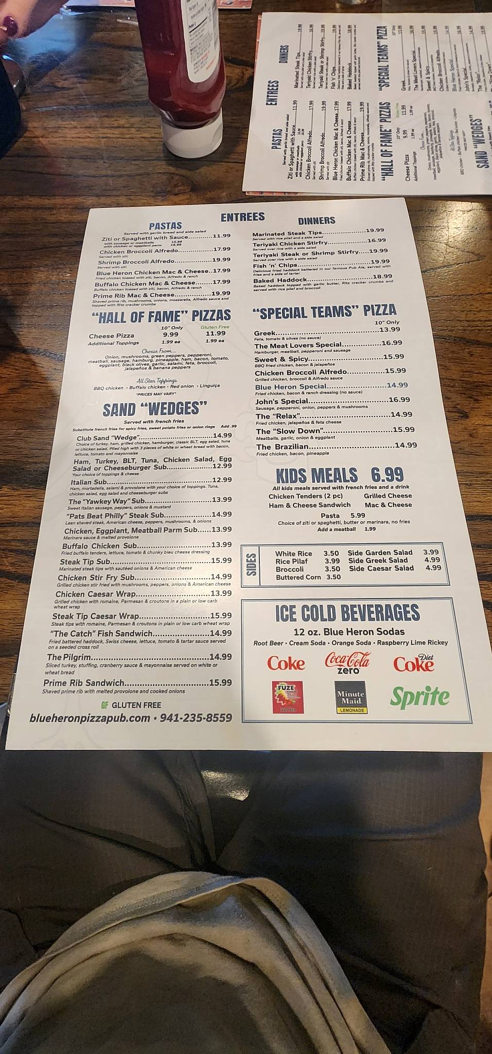 Menu at Blue Heron Pizza Pub, Port Charlotte