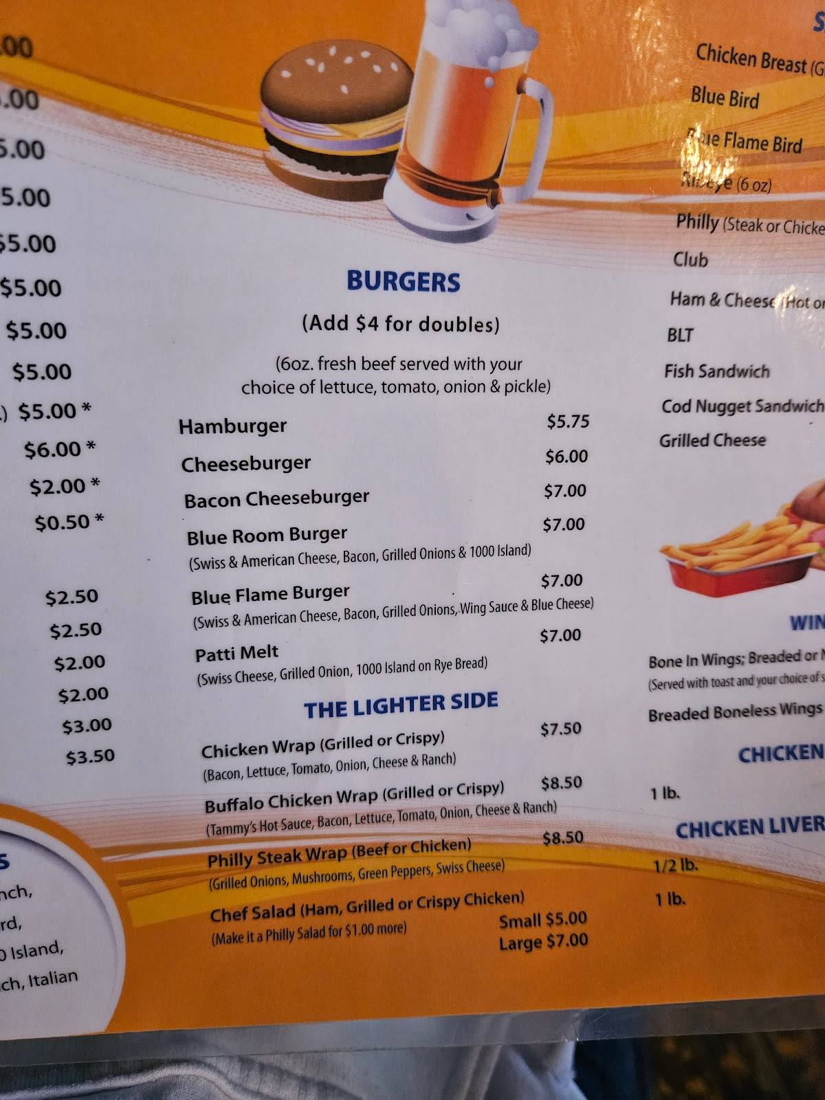 Menu at Blue Room pub & bar, New Minden