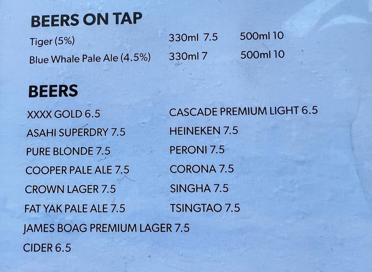 Menu at Blue Whale Asian Eatery restaurant, Port Macquarie