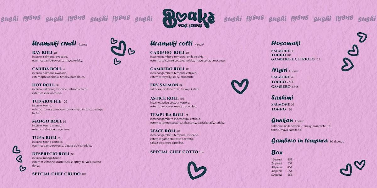 Menu at Boake poke lovers restaurant, Catanzaro