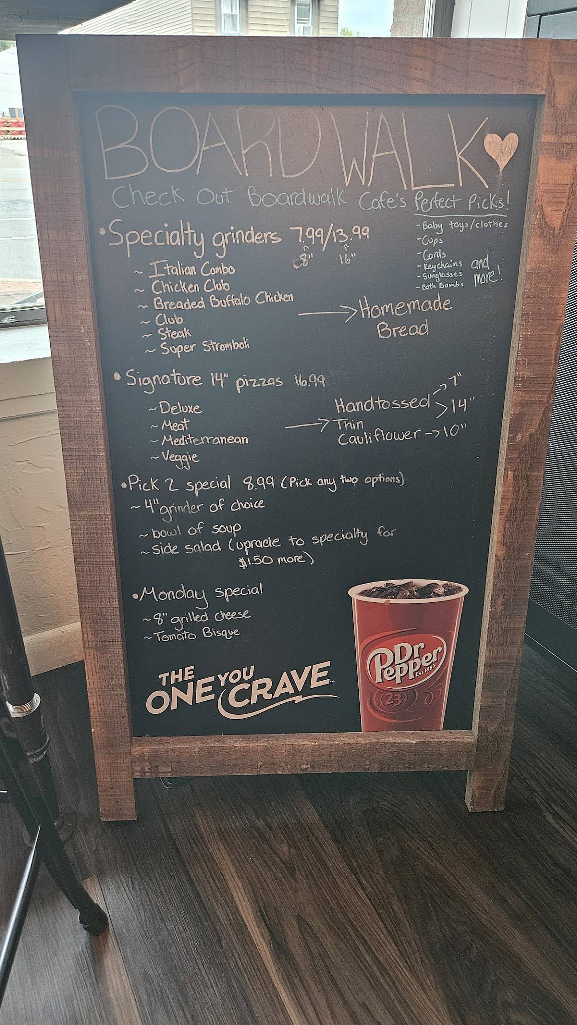 Menu at Boardwalk Cafe, Peru