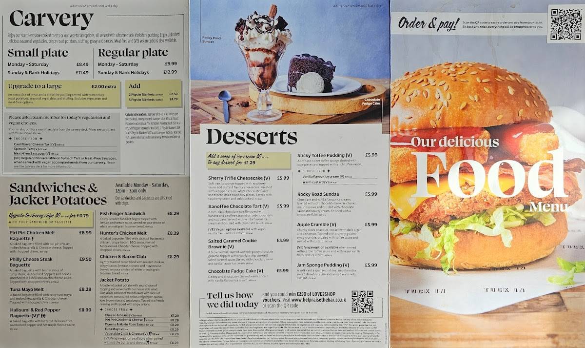 Menu at Bobbin Carrier pub & bar, Cleckheaton
