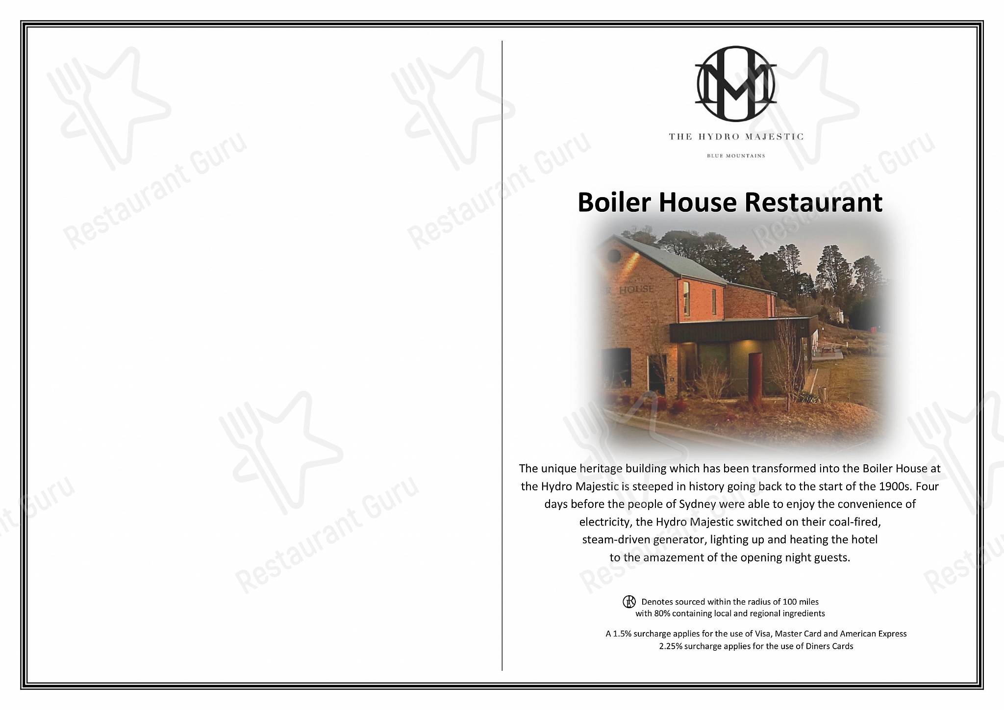 Menu at The Hydro Majestic Hotel Blue Mountains cafe, Medlow Bath