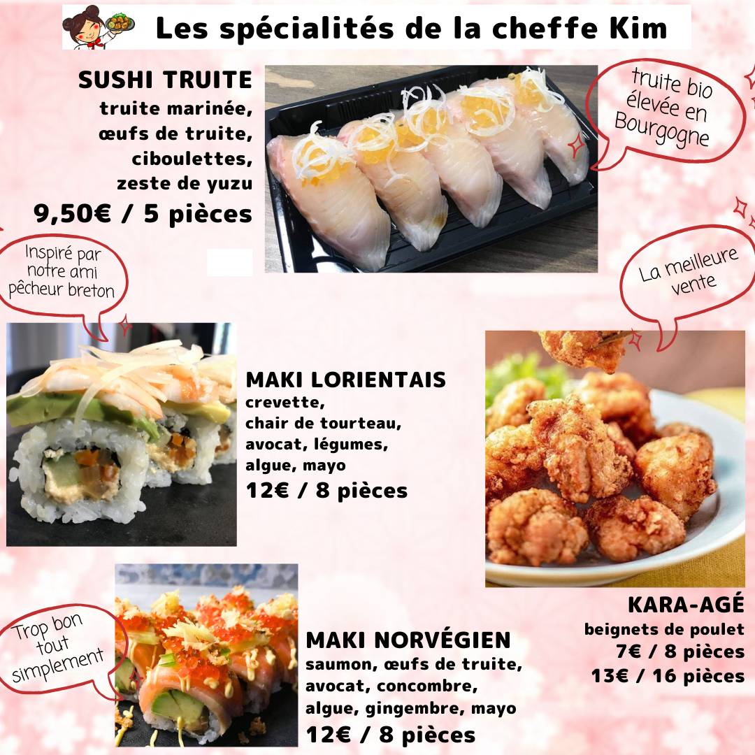 Menu au Bon! Kim! Bombe!! restaurant, Beaune