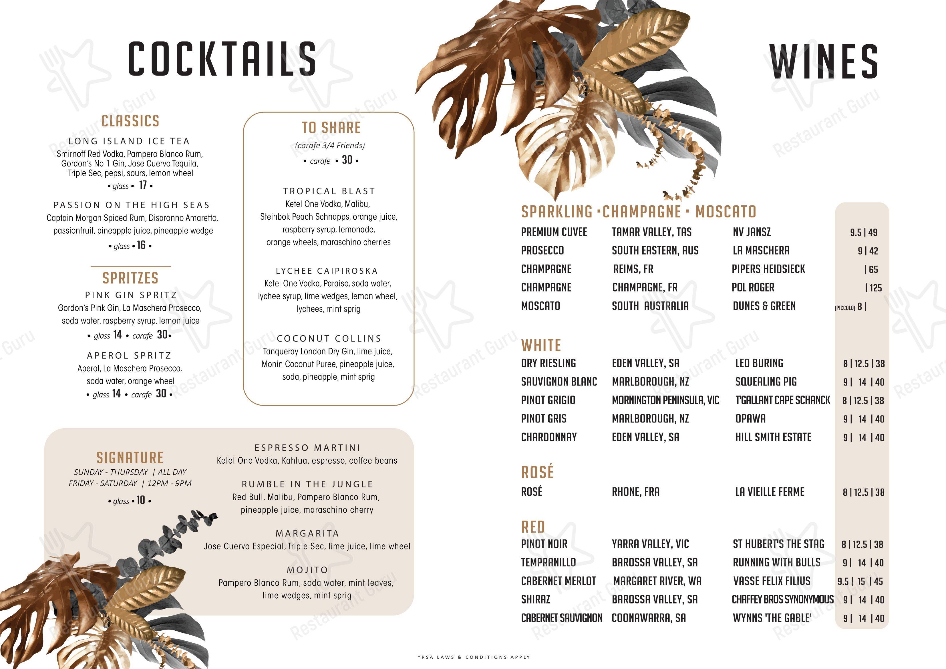 Menu at Bondi Pizza restaurant, North Bondi, 290 Campbell Parade