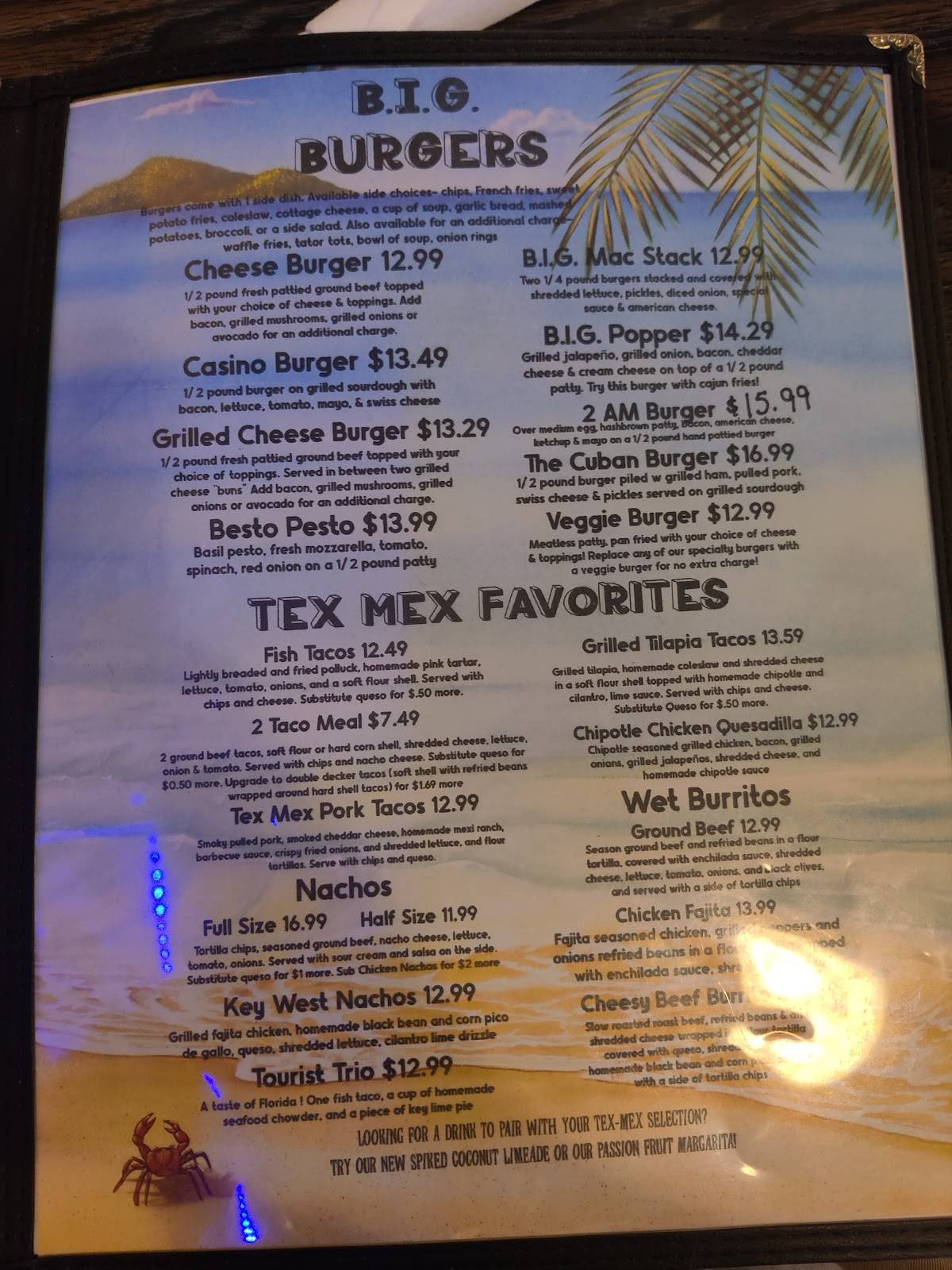 Menu at Bone Island Grille pub & bar, Jackson