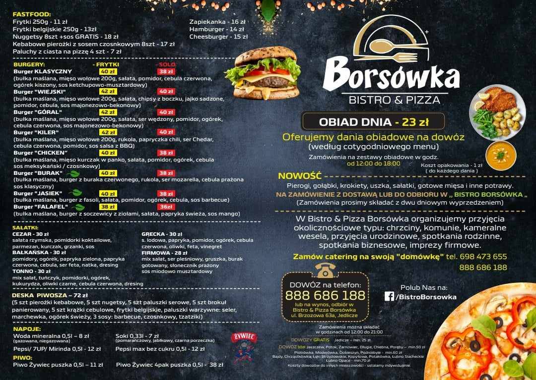 Menu at Borsówka Bistro & Pizza restaurant, Jedlicze