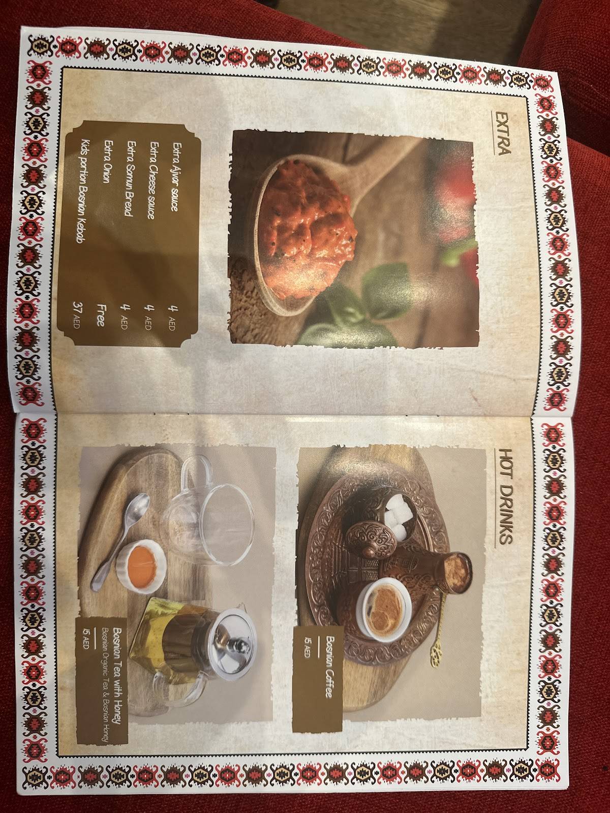 Menu at Bosnian House Abu Dhabi Marsa al Bateen البيت البوسني ابوظبي ...