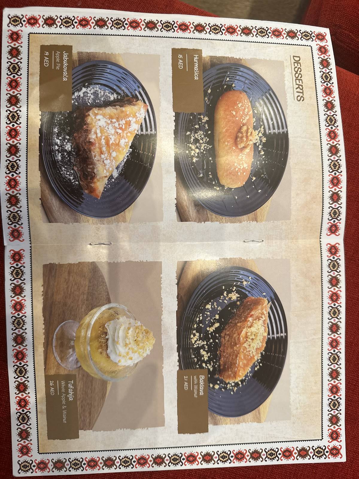 Menu at Bosnian House Abu Dhabi Marsa al Bateen البيت البوسني ابوظبي ...