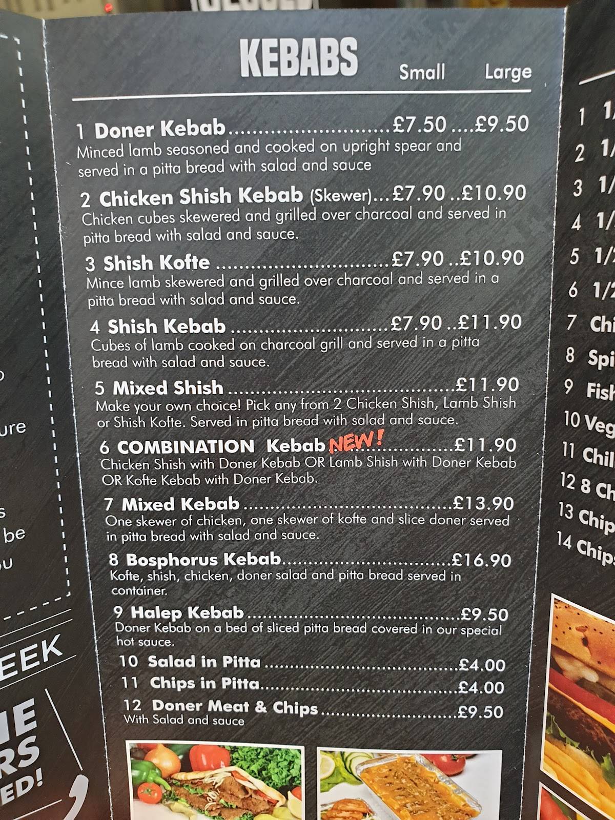 Menu at Bosphorus Kebab, Hertford