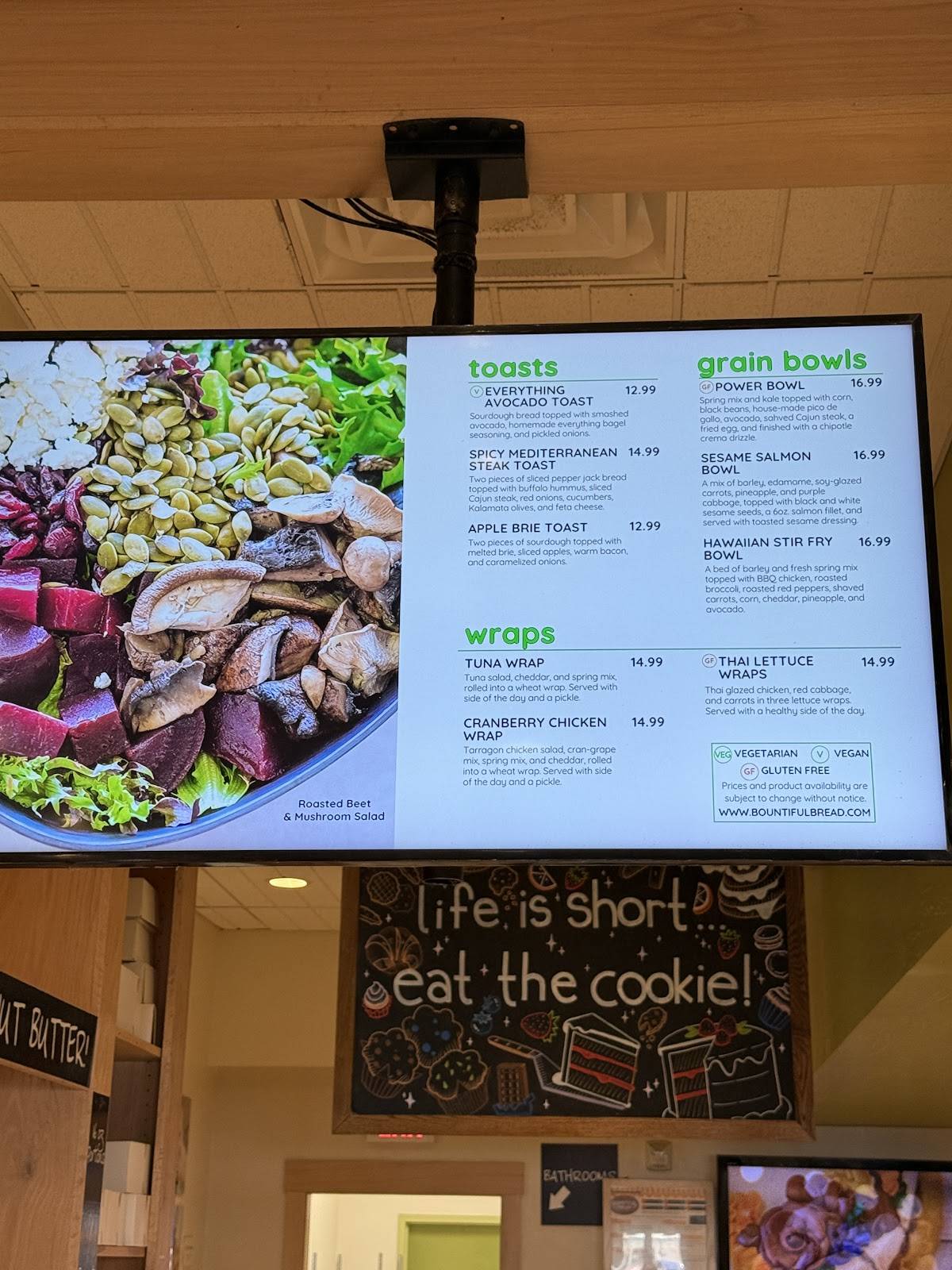 Menu at Bountiful Bread cafe, Albany, Western Ave