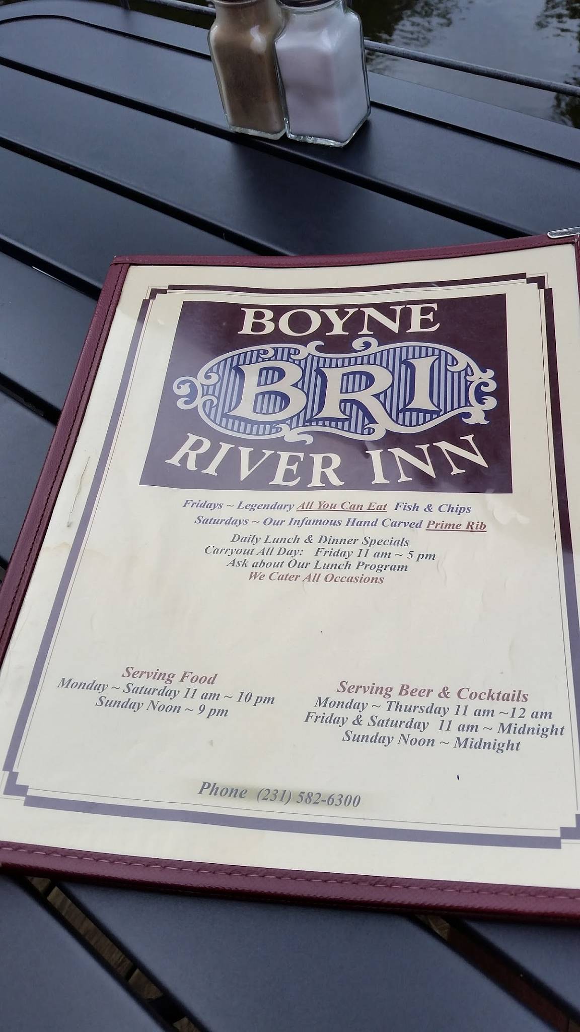 Menu at Boyne River Inn pub & bar, Boyne City