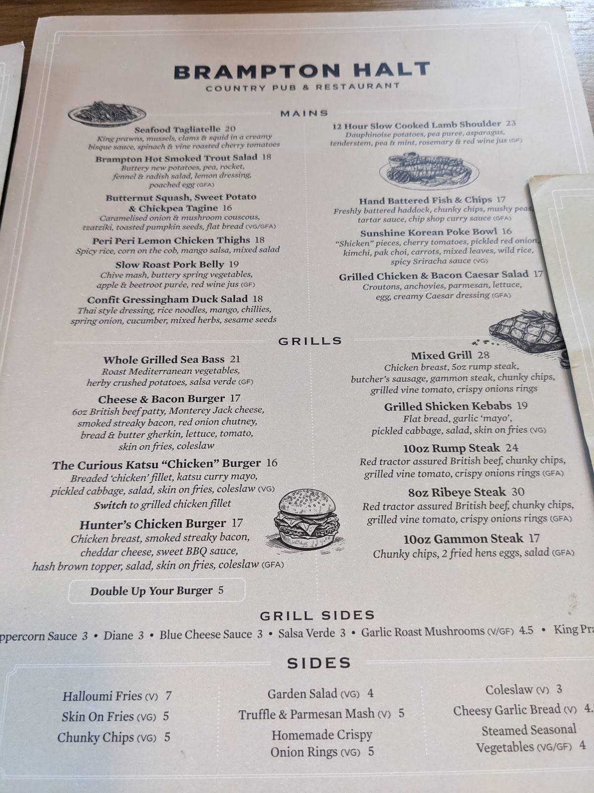 Menu at Brampton Halt pub & bar, Northampton