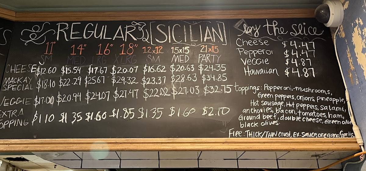 Menu at Mackay Pizza pizzeria, Brampton, 930 N Park Dr