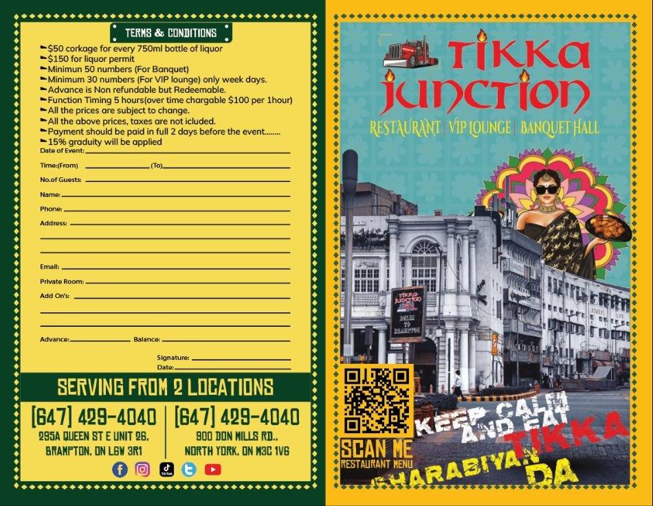 Menu at Tikka Junction restaurant, Brampton
