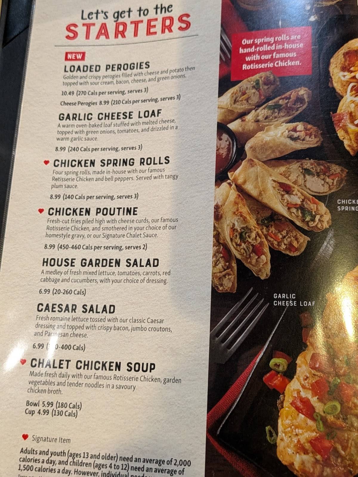 Menu at Swiss Chalet restaurant, Brantford, 84 Lynden Rd