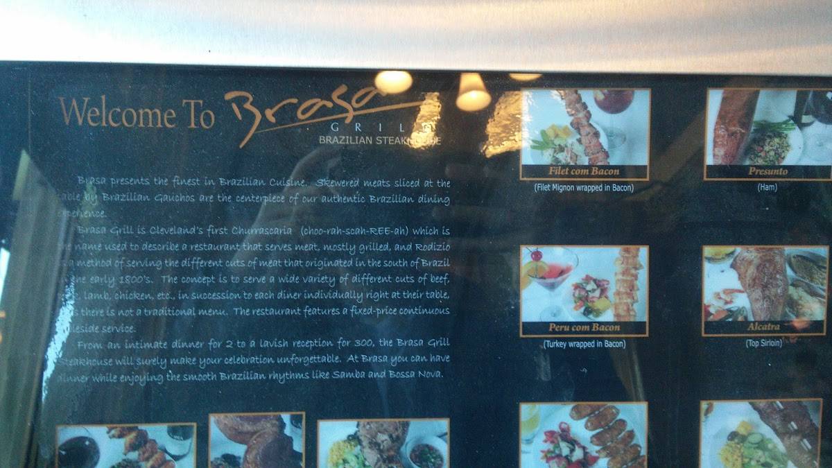 Menu at Brasa Grill Brazilian Steak steakhouse, Cleveland