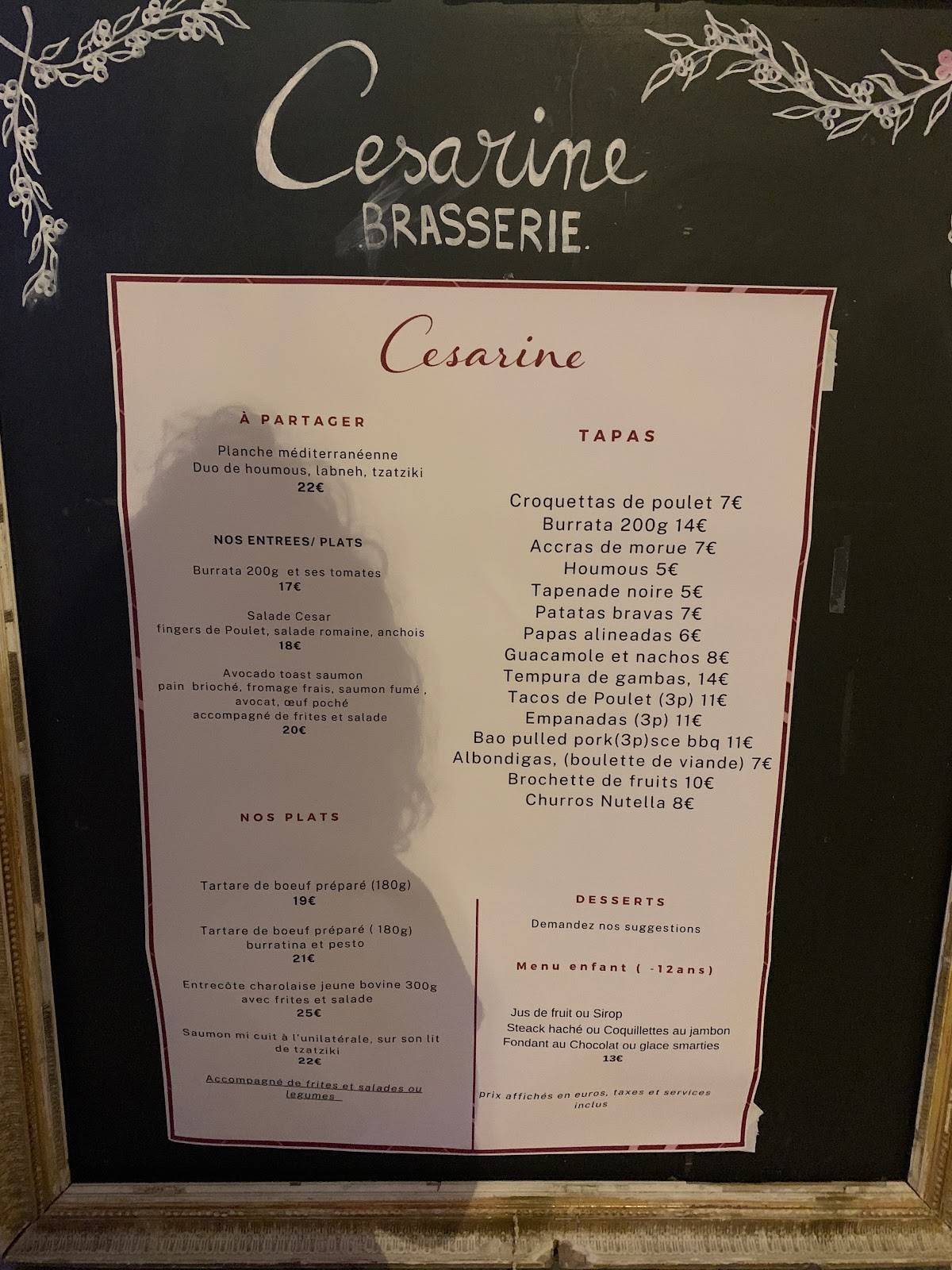 Menu au Brasserie Césarine restaurant, Nimes