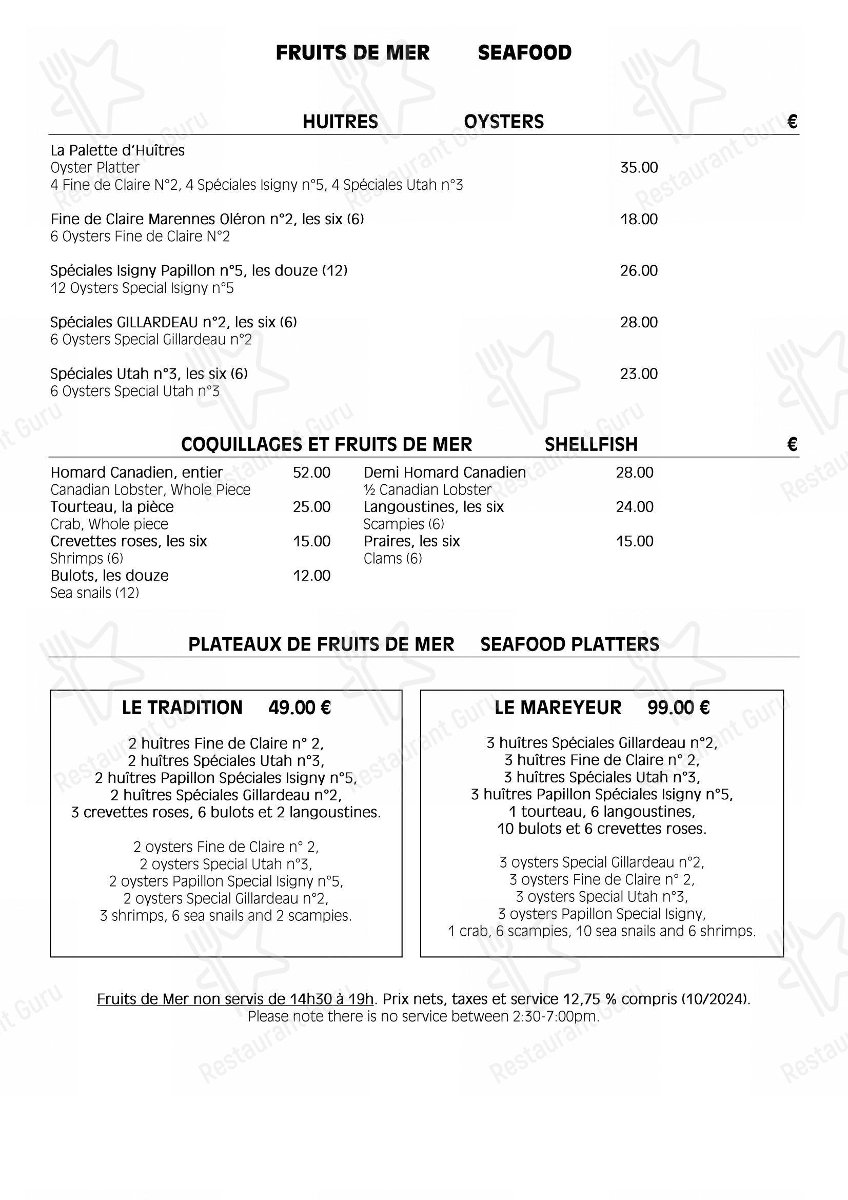 Menu au Brasserie Georges restaurant, Lyon