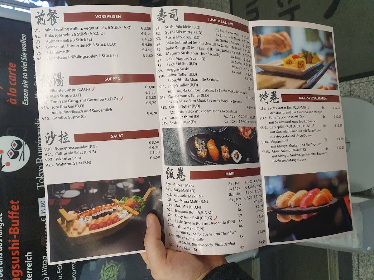 Speisekarte von Tokyo Running Sushi restaurant, Bregenz