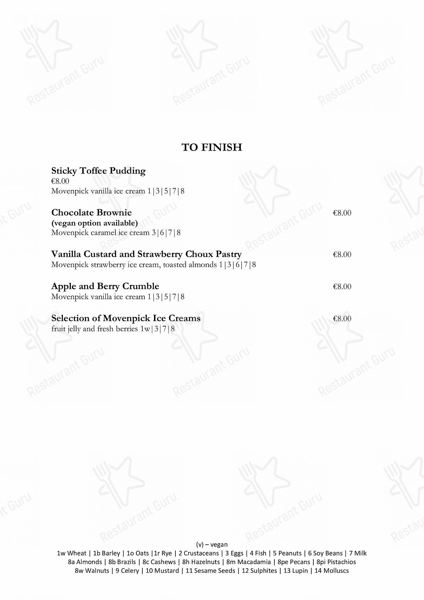 Menu at The Brehon Bar, Killarney