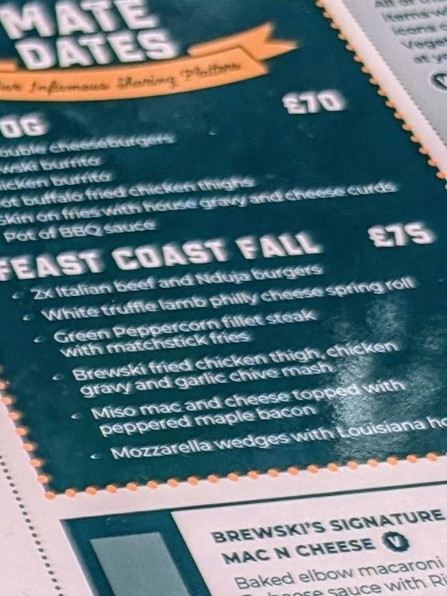 Menu at Brewski Chester restaurant, Chester