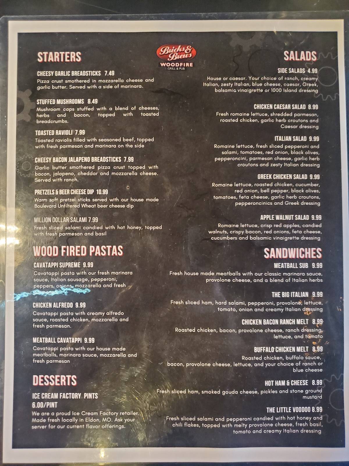 Menu at Bricks & Brews Woodfire Grill & Pub, Baxter Springs