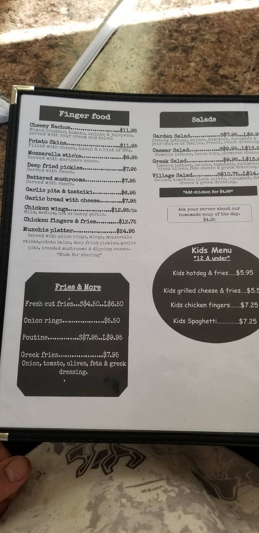 Menu at Rallis Burger Family Restaurant, Bridgenorth