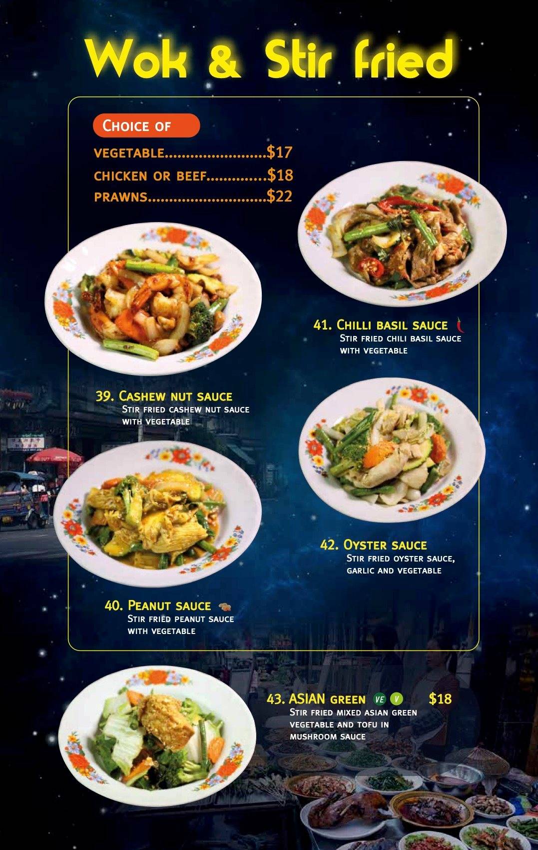 Menu at Pochana restaurant, Brisbane City