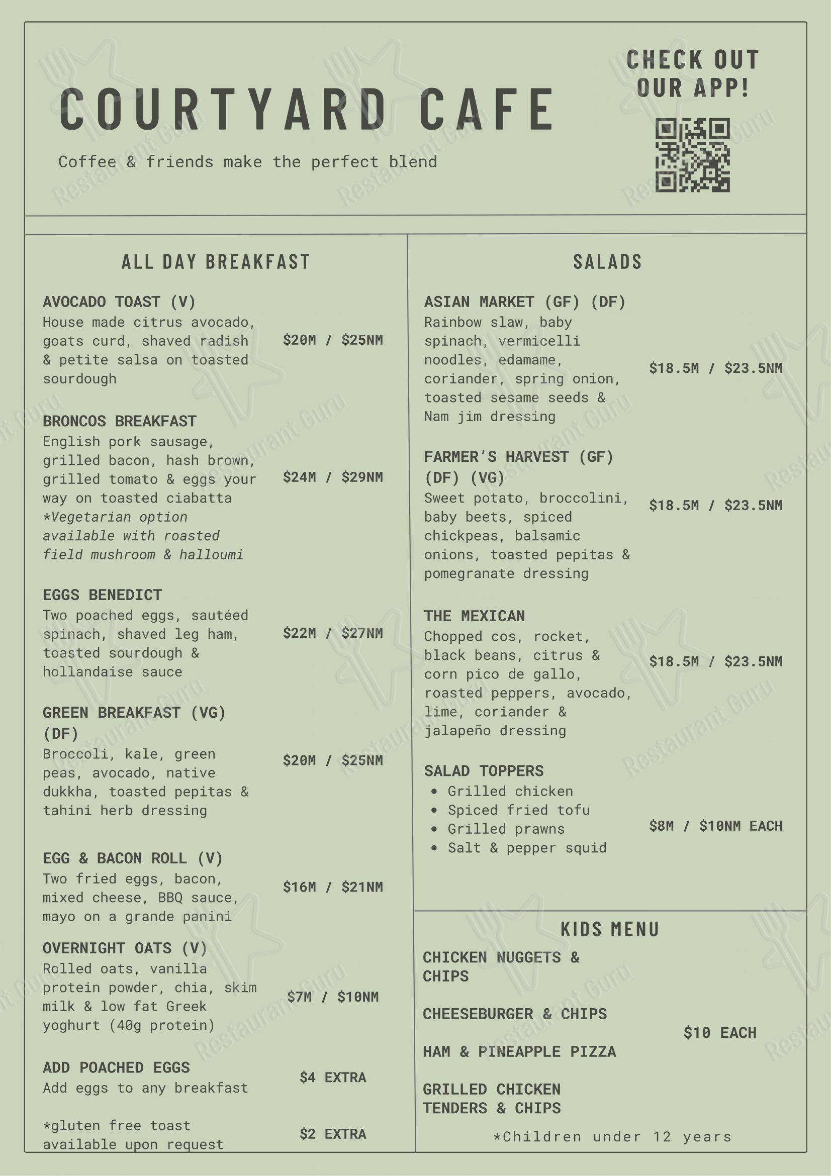 Menu at Broncos Club, Red Hill, 98 Fulcher Rd