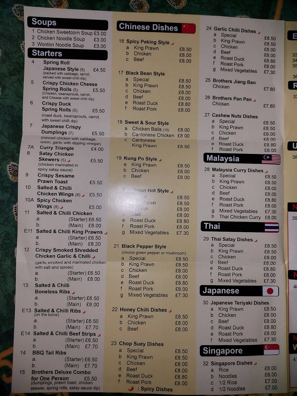 Menu at Brother's Chinese Buffet & Takeaway restaurant, Crumlin