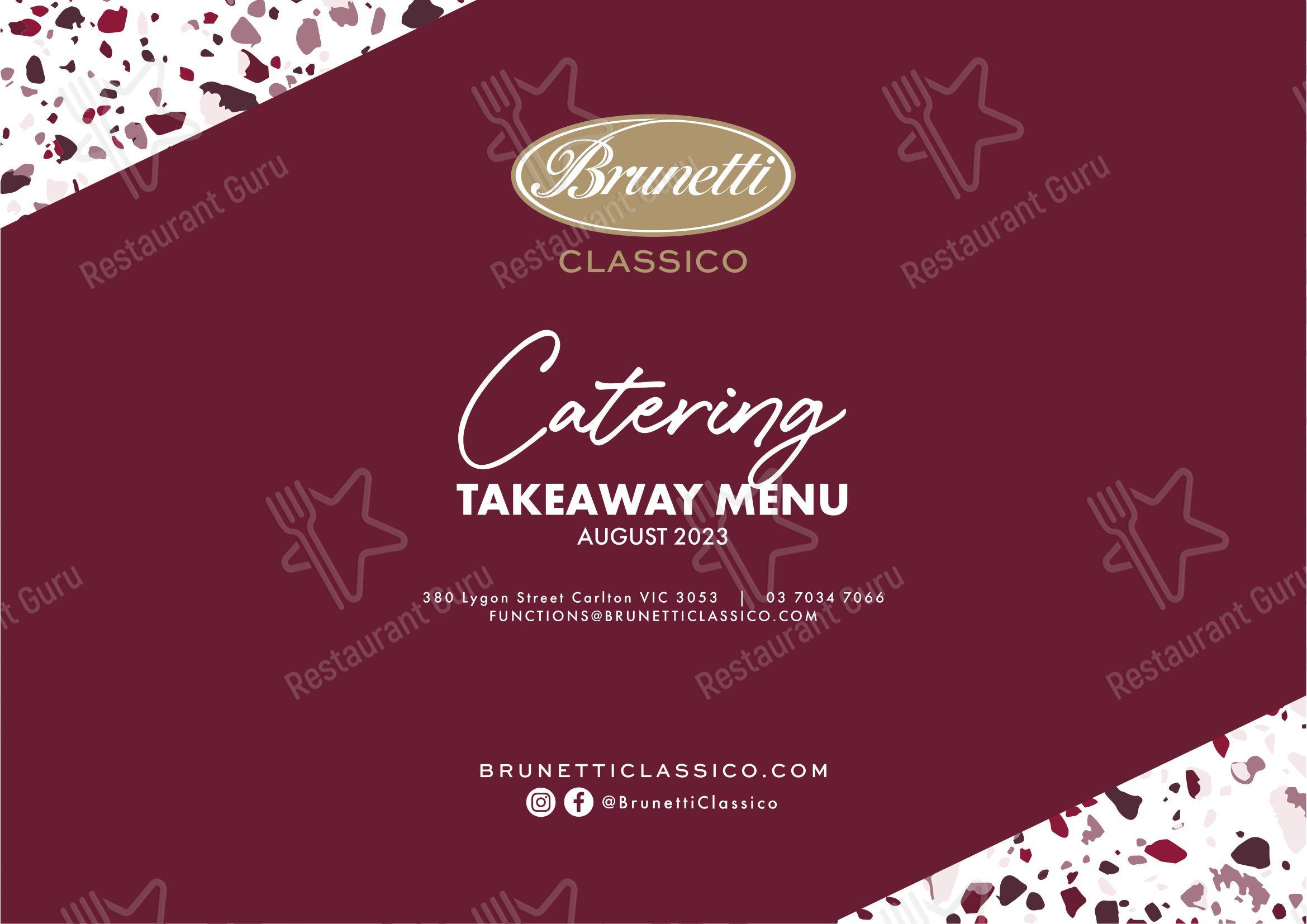 Menu at Brunetti Classico T4 cafe, Melbourne Airport, Terminal 4