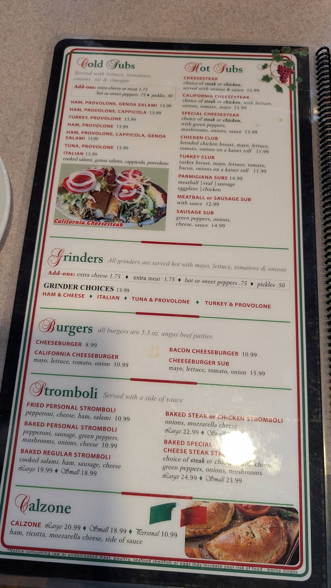 Menu at Bruno Scipioni's Italian Ristorante & Pizzeria, Bethlehem