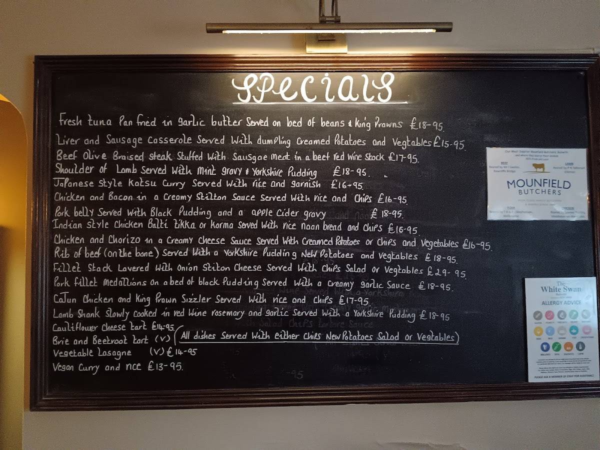 Menu at The White Swan pub & bar, Bubwith